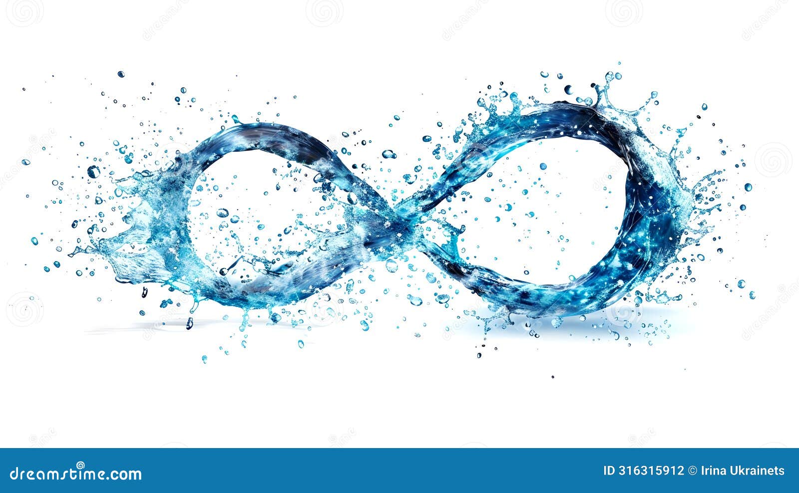 Abstract Water Splash Shaped As Infinity Symbol on White Background ...
