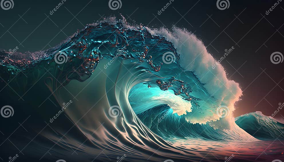 Abstract Water Wave. 3d Render Abctract Background. Ocean Wave Stock ...