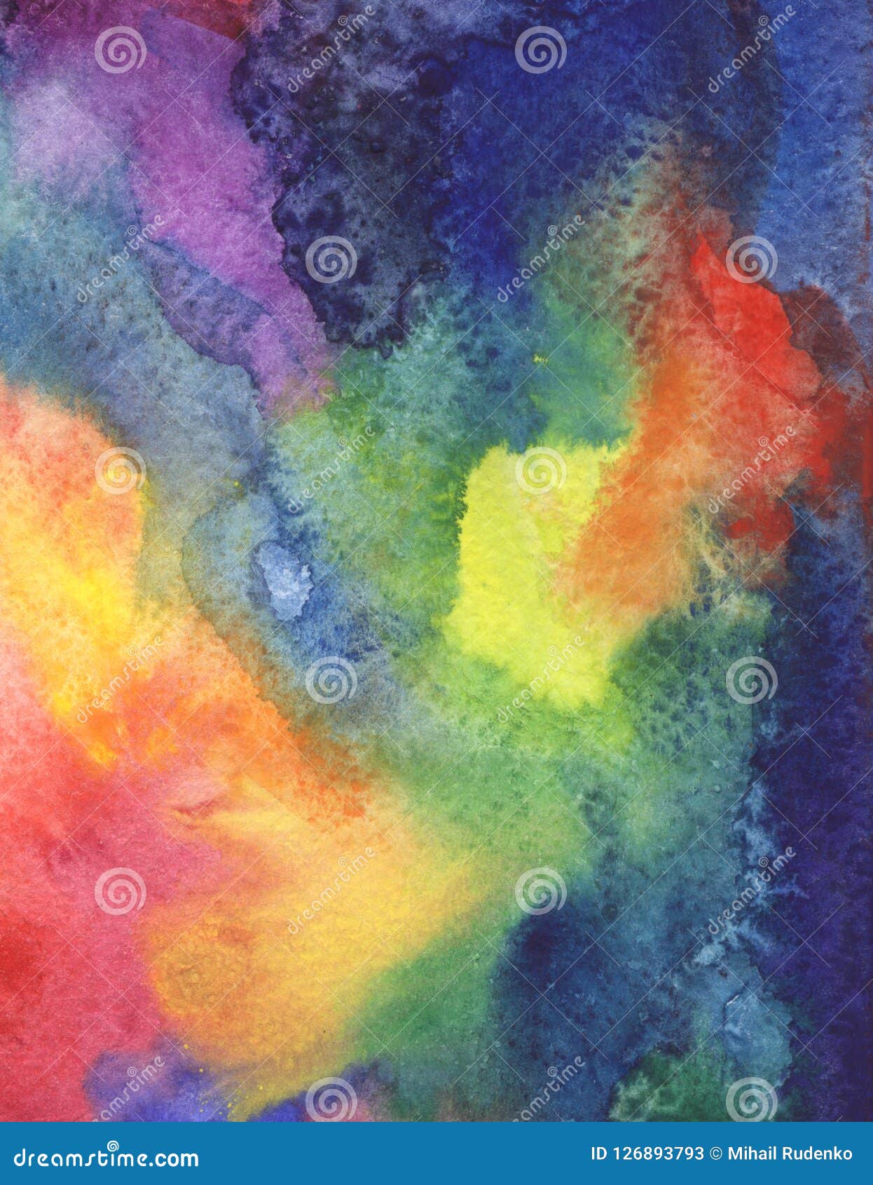 Abstract Watercolor Background, Colorful,cold Colors Hand Painted ...