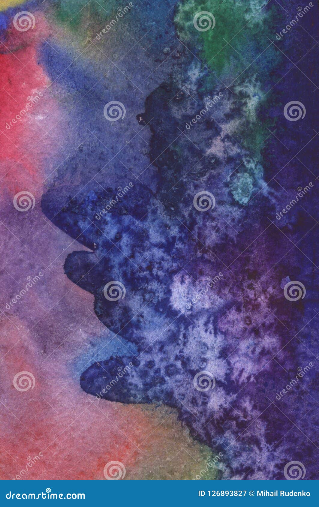 Abstract Watercolor Background, Colorful,cold Colors Hand Painted ...