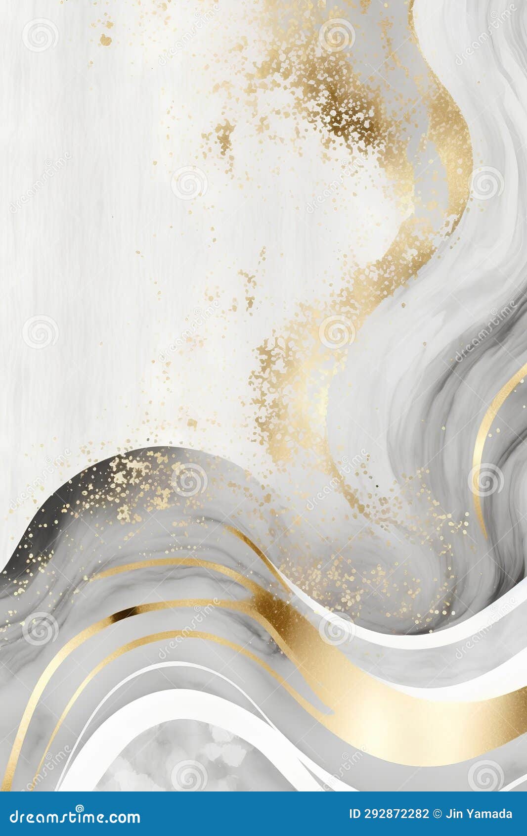 Abstract Watercolor Background with Gold and Silver Waves. Vector ...