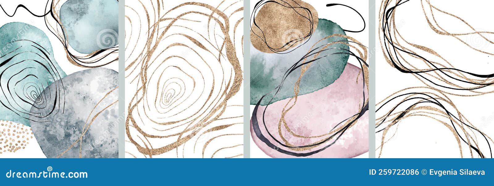 Abstract Watercolor Background. Modern Composition with Line Art ...