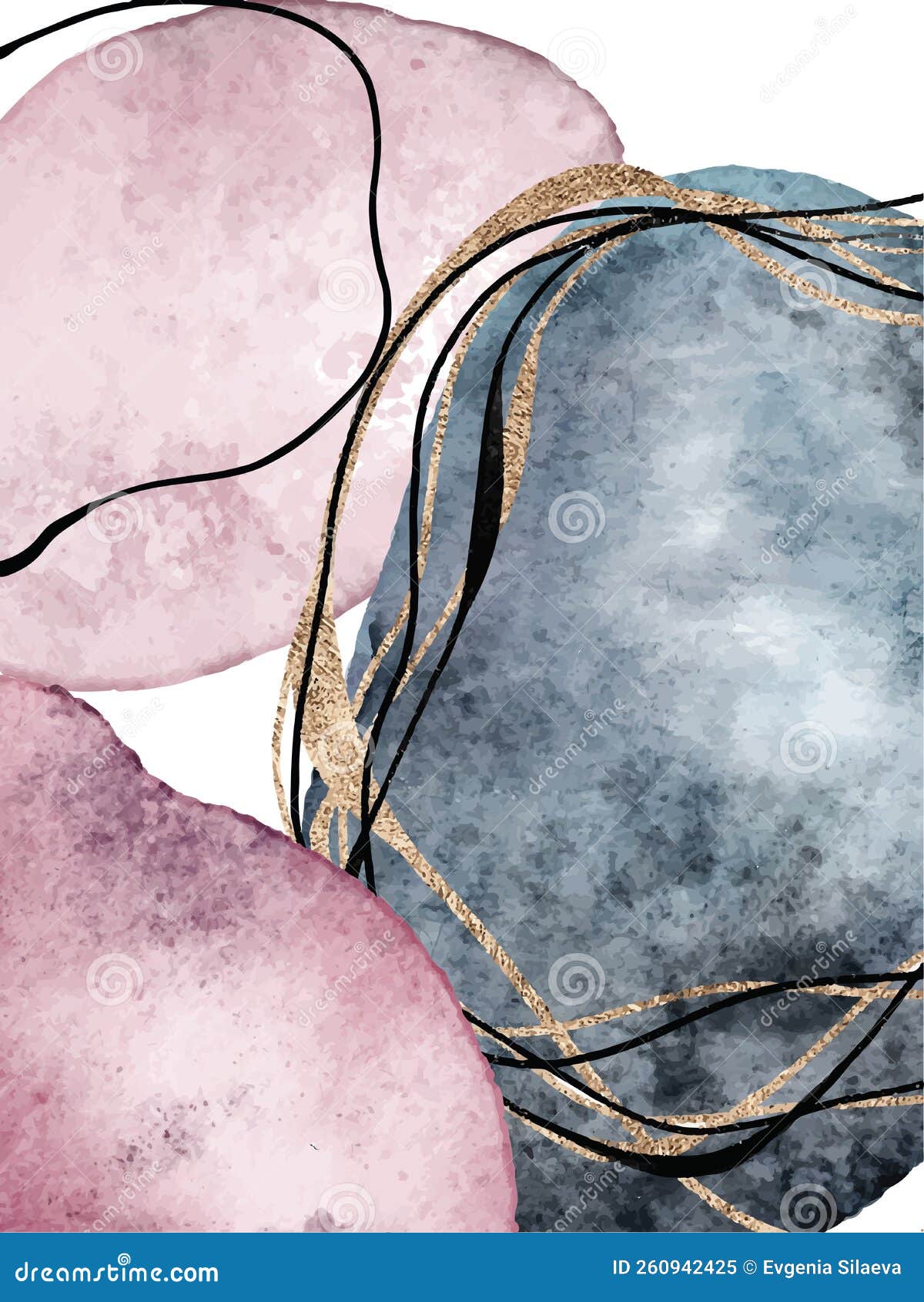 Abstract Watercolor Background. Modern Composition with Line Art ...
