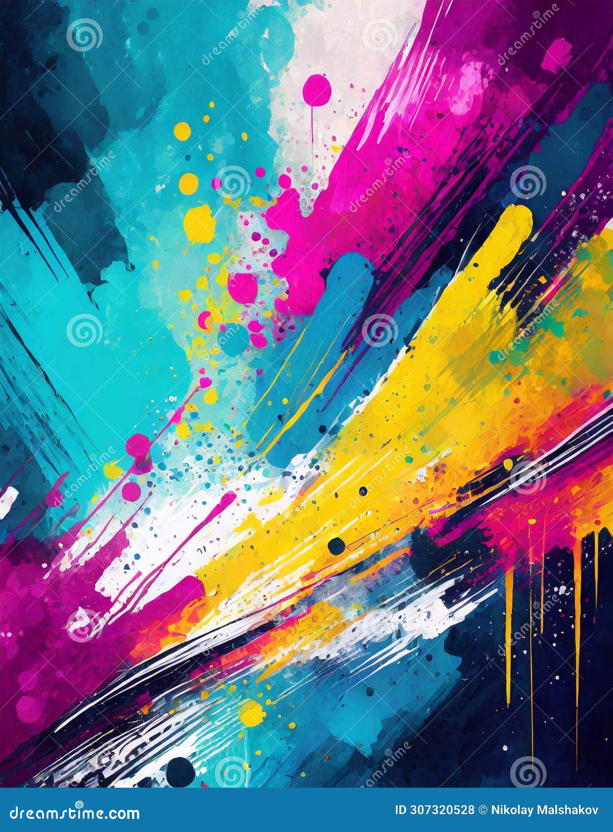 Abstract Watercolor Background with Splashes and Spots of Different ...