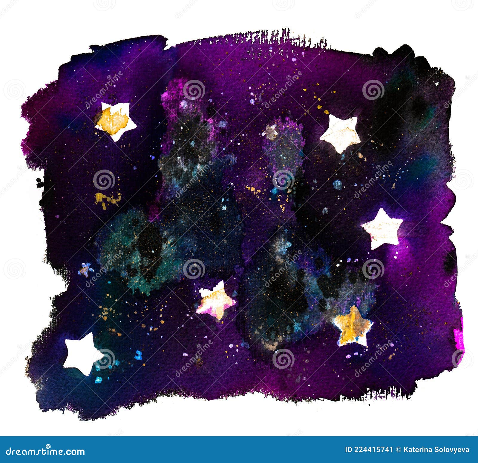 An Abstract Watercolor Background with Stars Stock Illustration ...