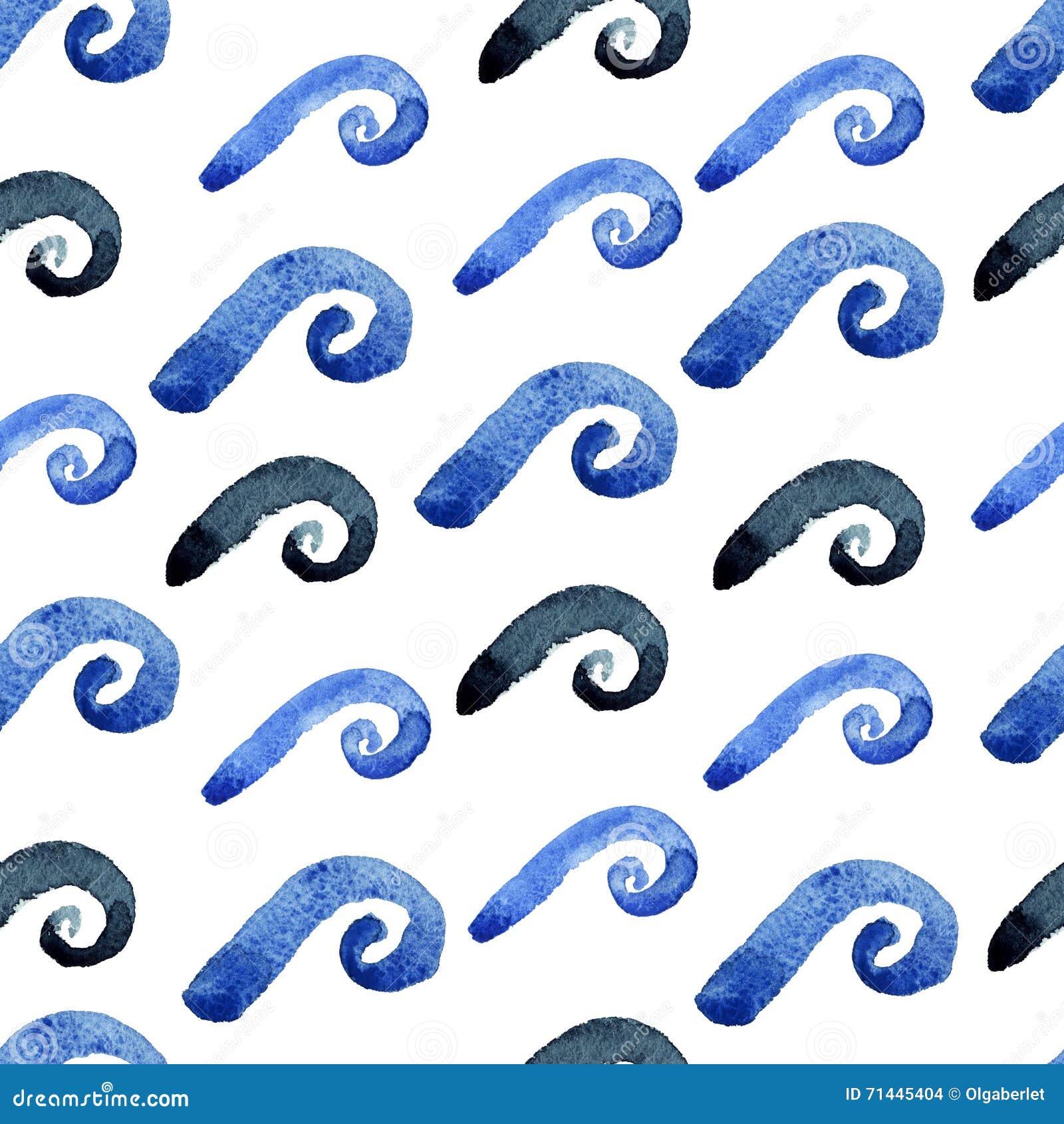Abstract Watercolor Blue Wave Pattern Stock Illustration - Illustration ...