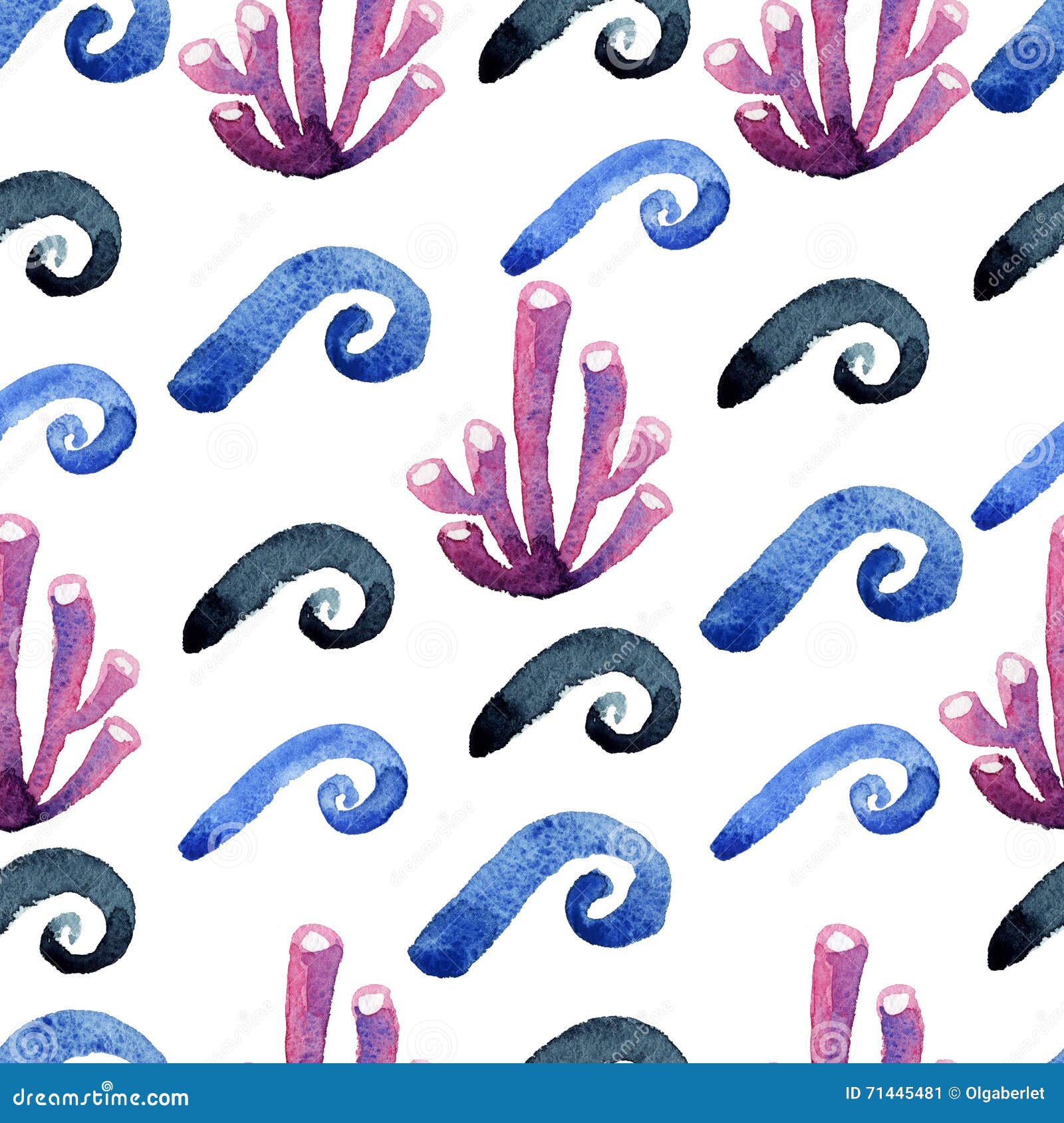 Abstract Watercolor Blue Wave Pattern Stock Illustration - Illustration ...