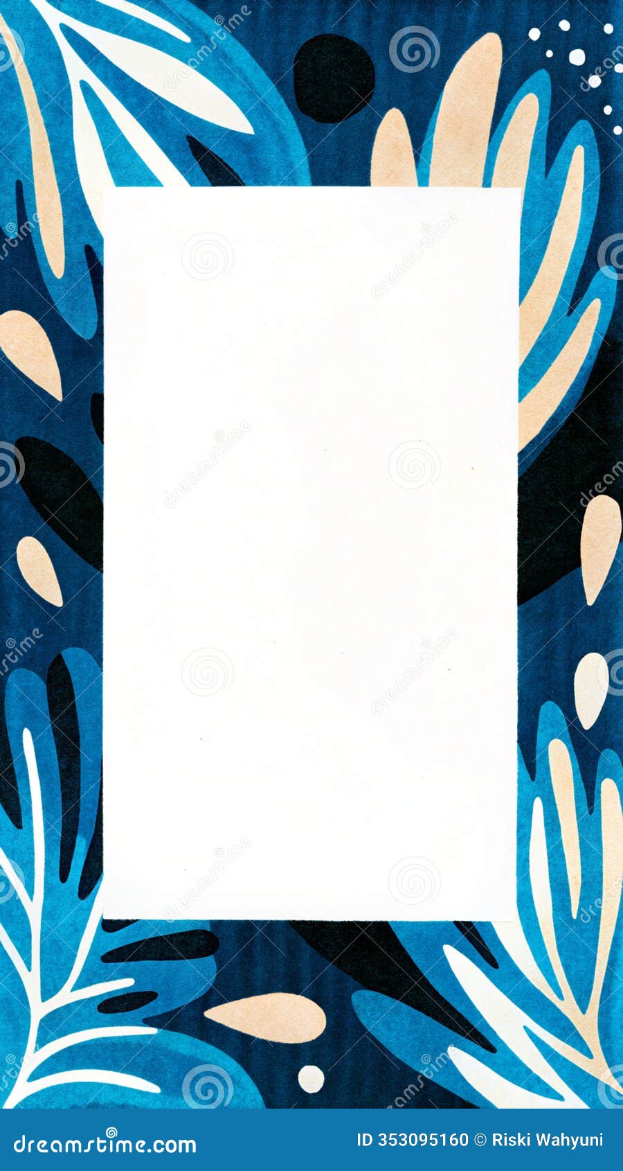 Abstract Watercolor Border with Paper Texture and Arctic Blue Palette ...