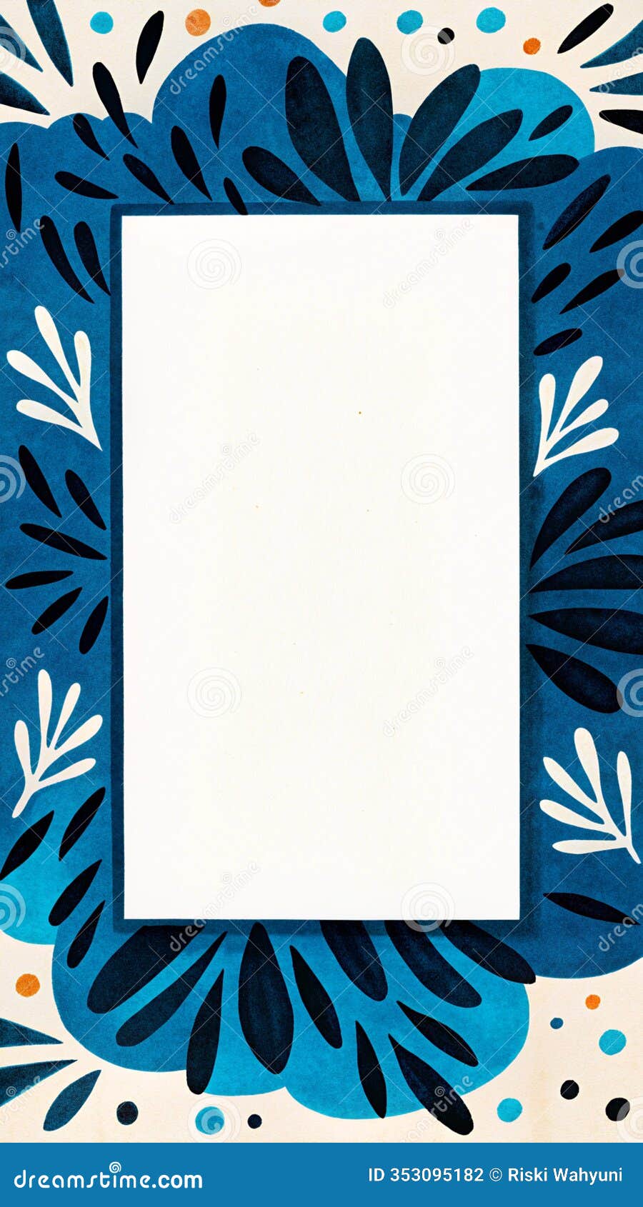 Abstract Watercolor Border with Paper Texture and Arctic Blue Palette ...