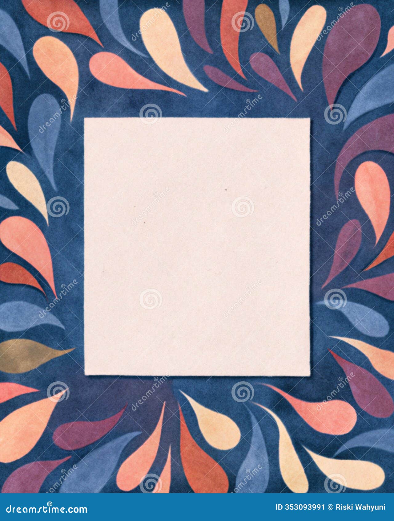 Abstract Watercolor Border with Paper Texture and Dusky Rose Palette ...