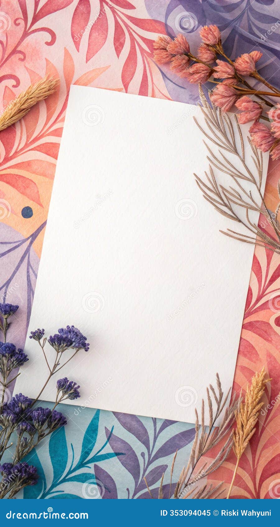 Abstract Watercolor Border with Paper Texture and Dusky Rose Palette ...