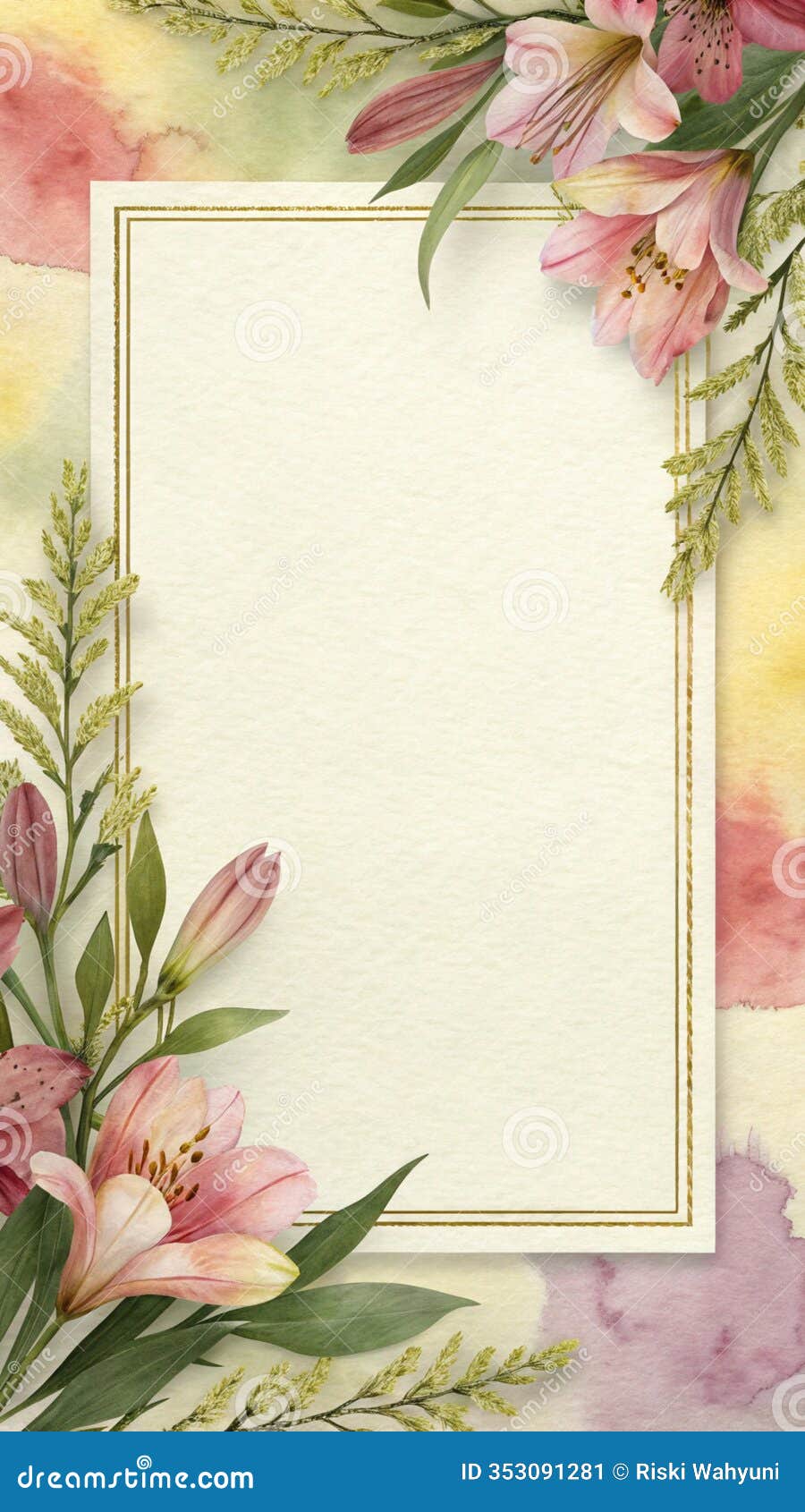 Abstract Watercolor Border with Paper Texture and Muted Elegance ...