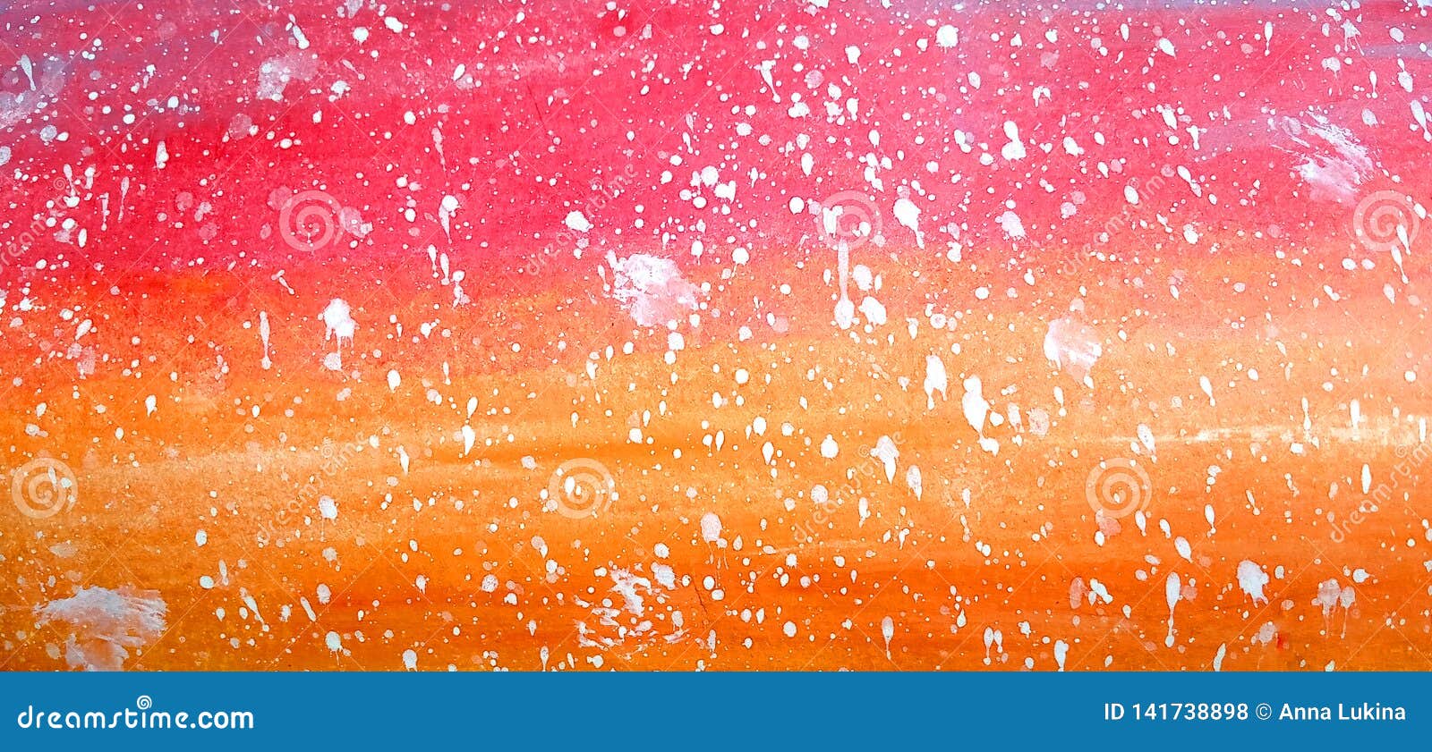 Abstract Watercolor on Horizontal Gradient Bright Orange and Red ...