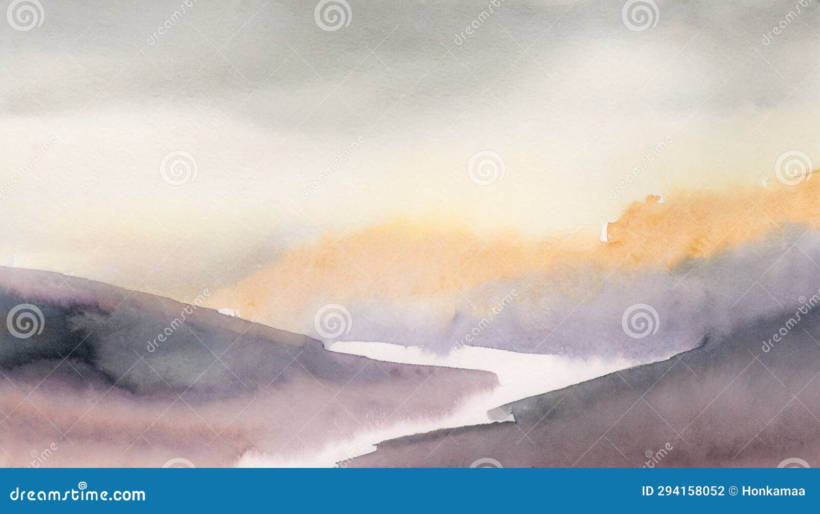 Abstract Watercolor Landscape Stock Illustration - Illustration of ...