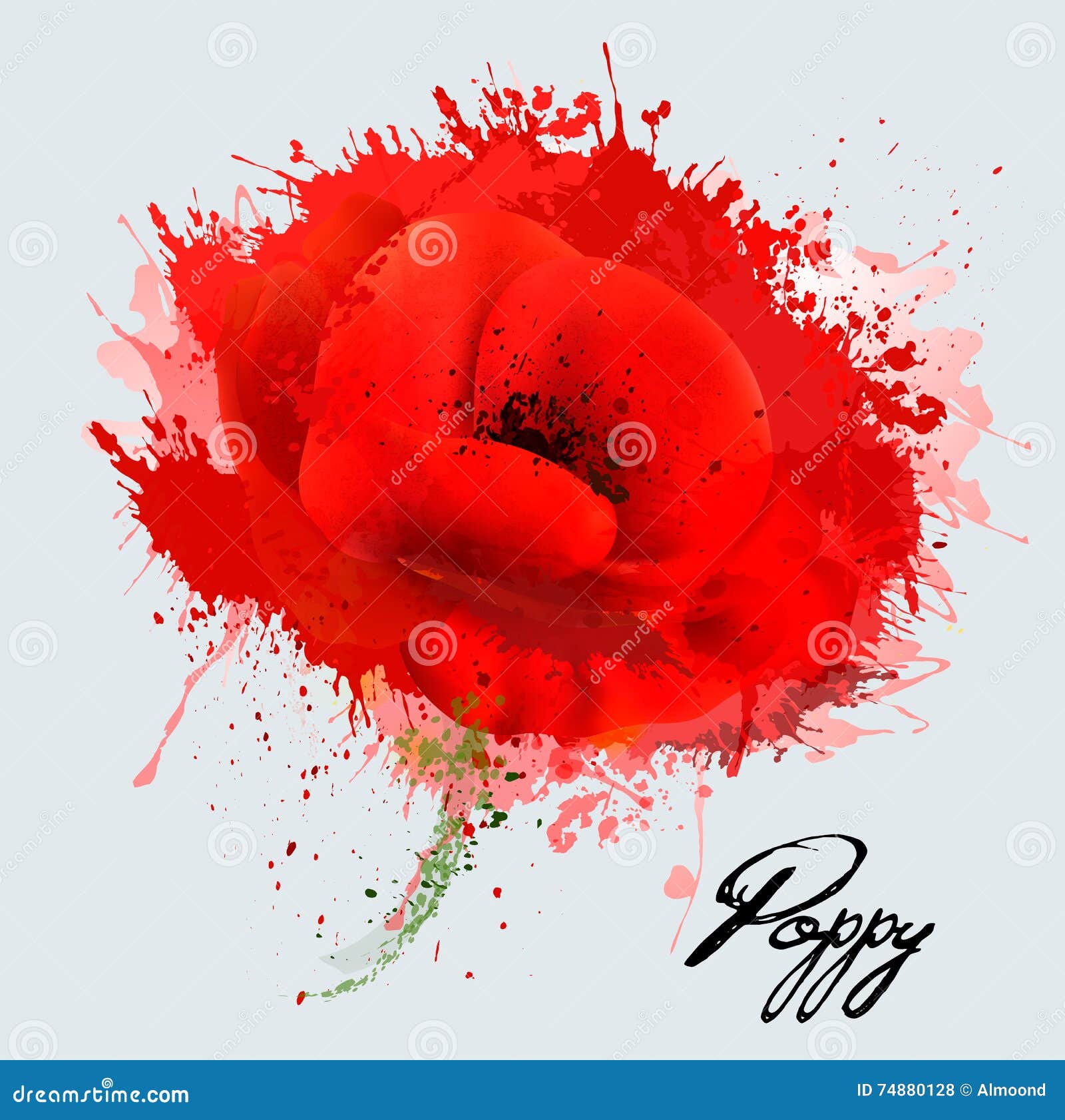 Abstract Watercolor Poppy Flower. Stock Illustration - Illustration of ...