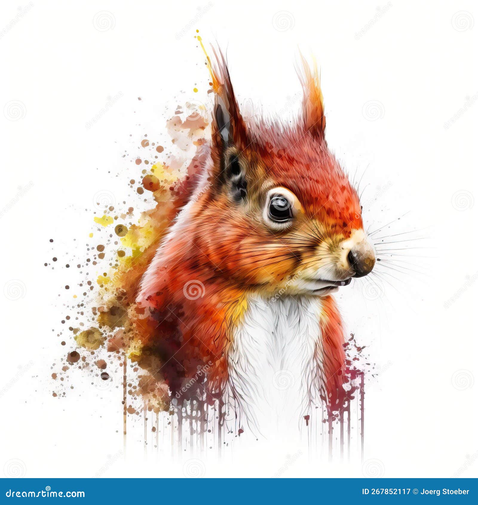 Abstract Watercolor Portrait of a Squirrel, Created with Generative AI ...