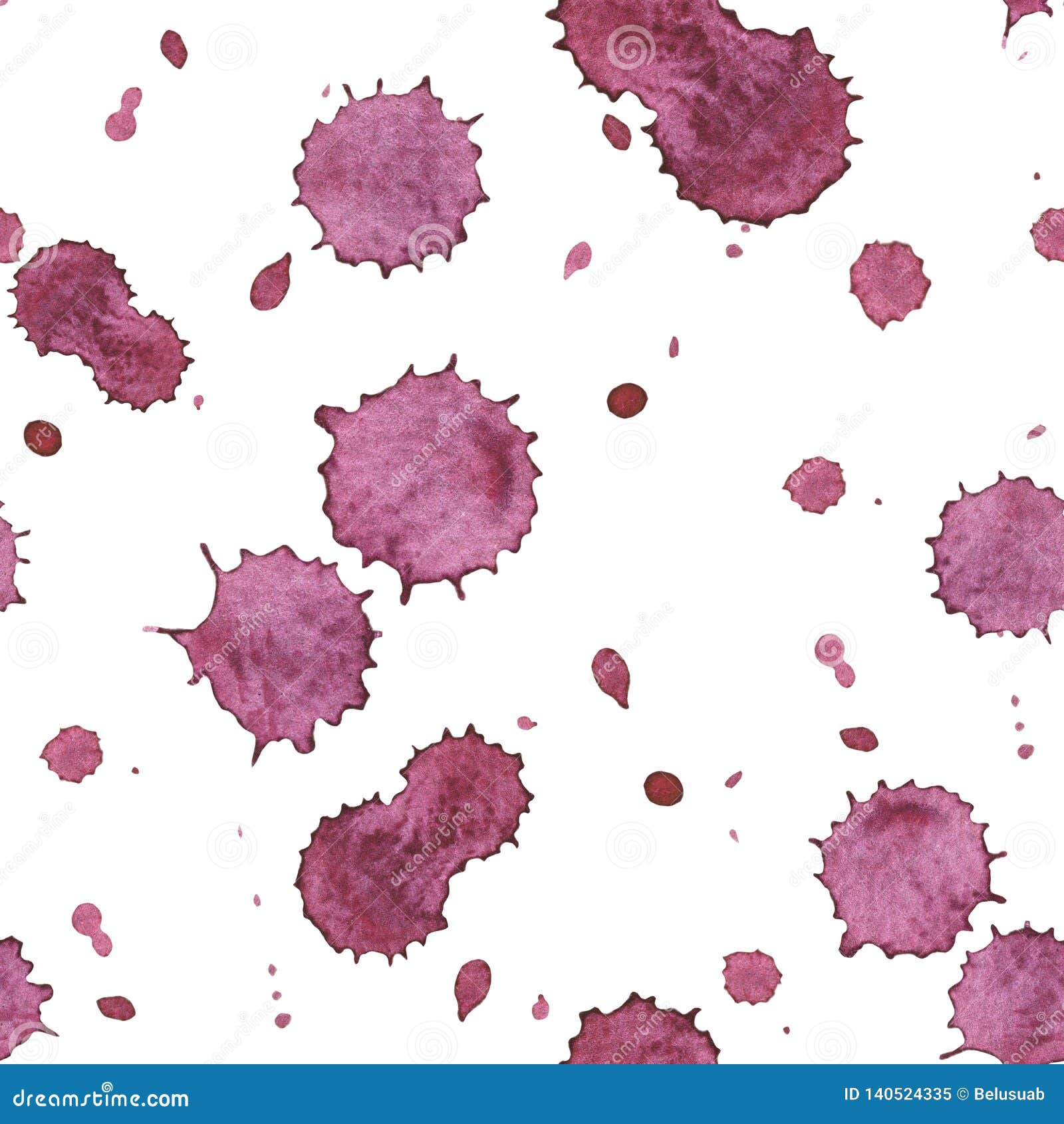 Abstract Watercolor Seamless Pattern with Deep Red Stain and Splashes ...
