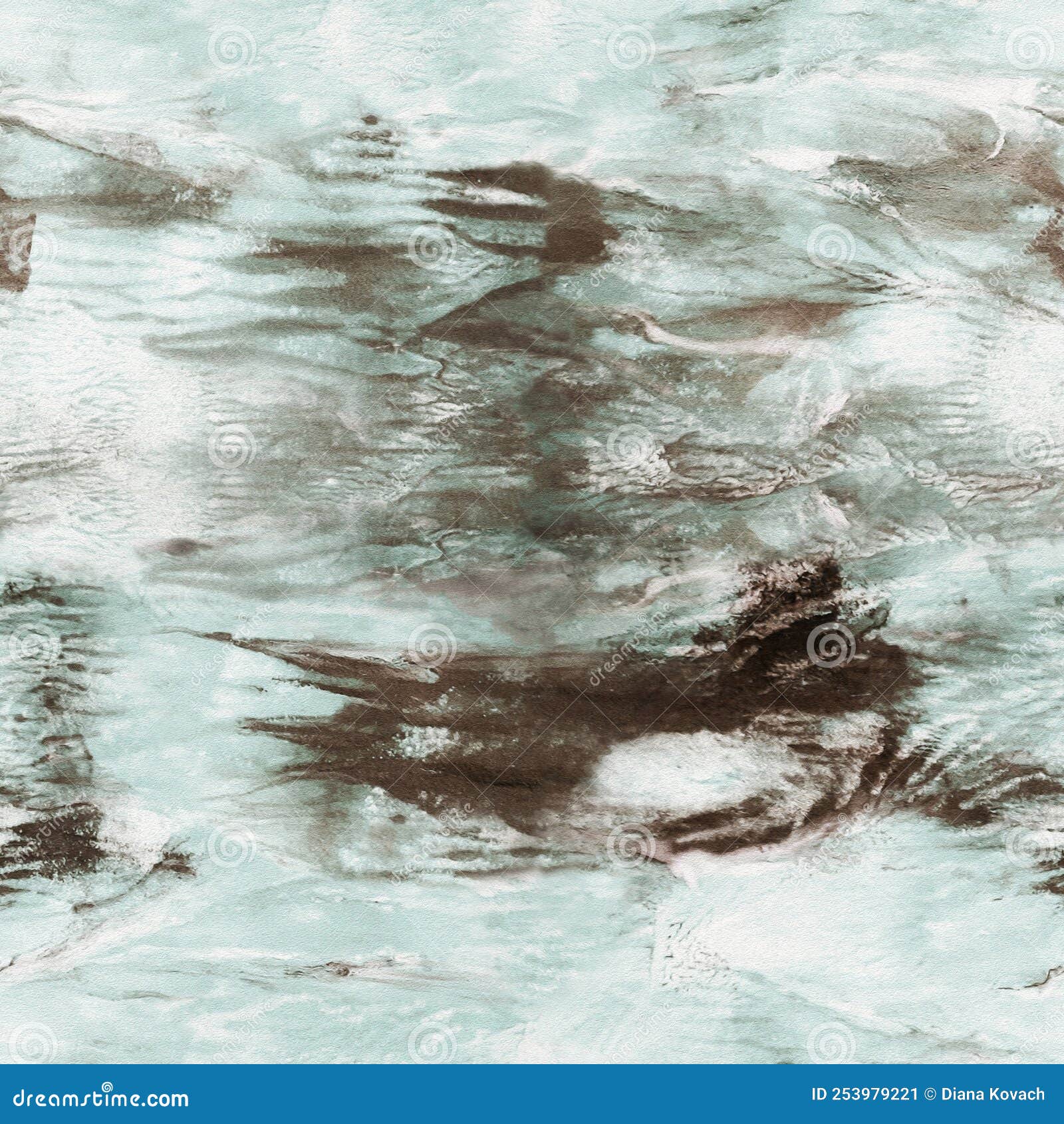 Abstract Watercolor Seamless Pattern of Realistic Liquid Streams of ...