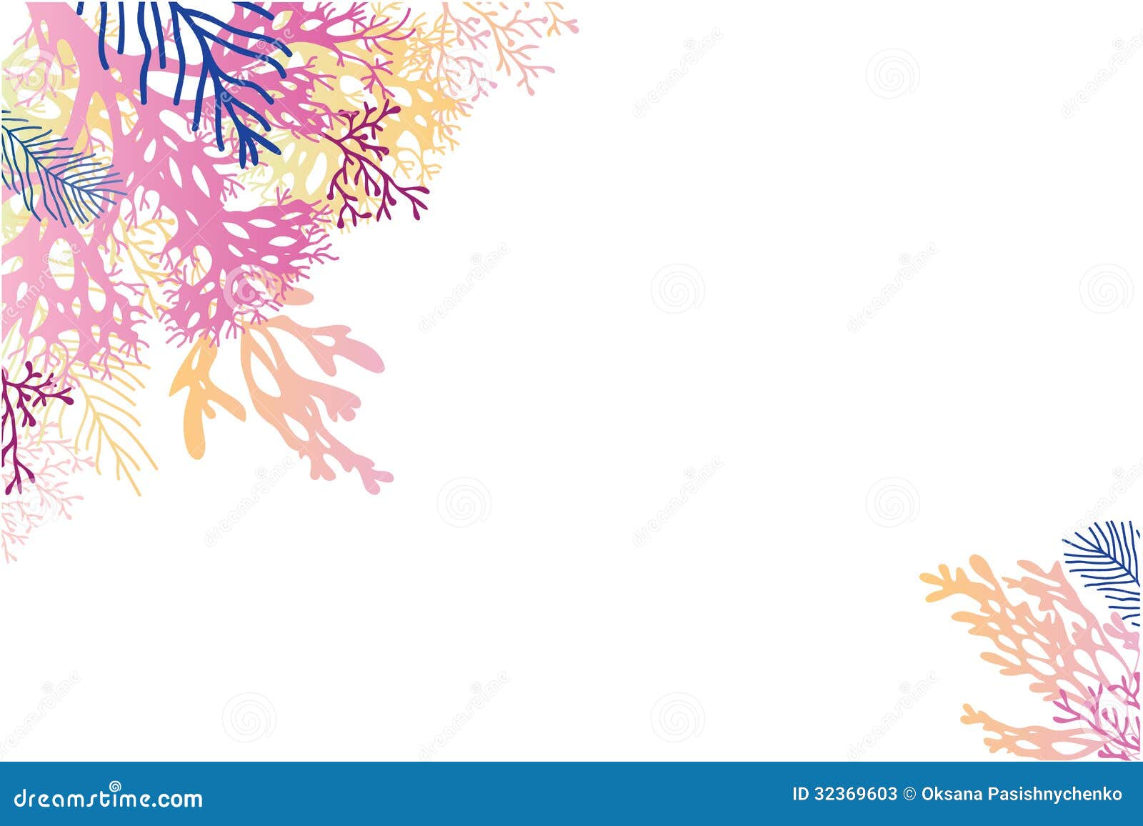 Abstract Watercolor Seaweed Corner Background Stock Vector ...