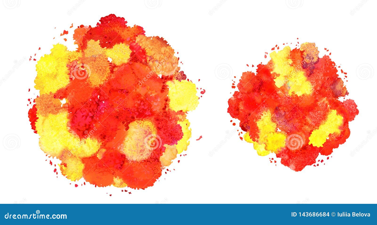Abstract Watercolor Texture, Bionic Form, Dynamic Color Yellow and Red ...