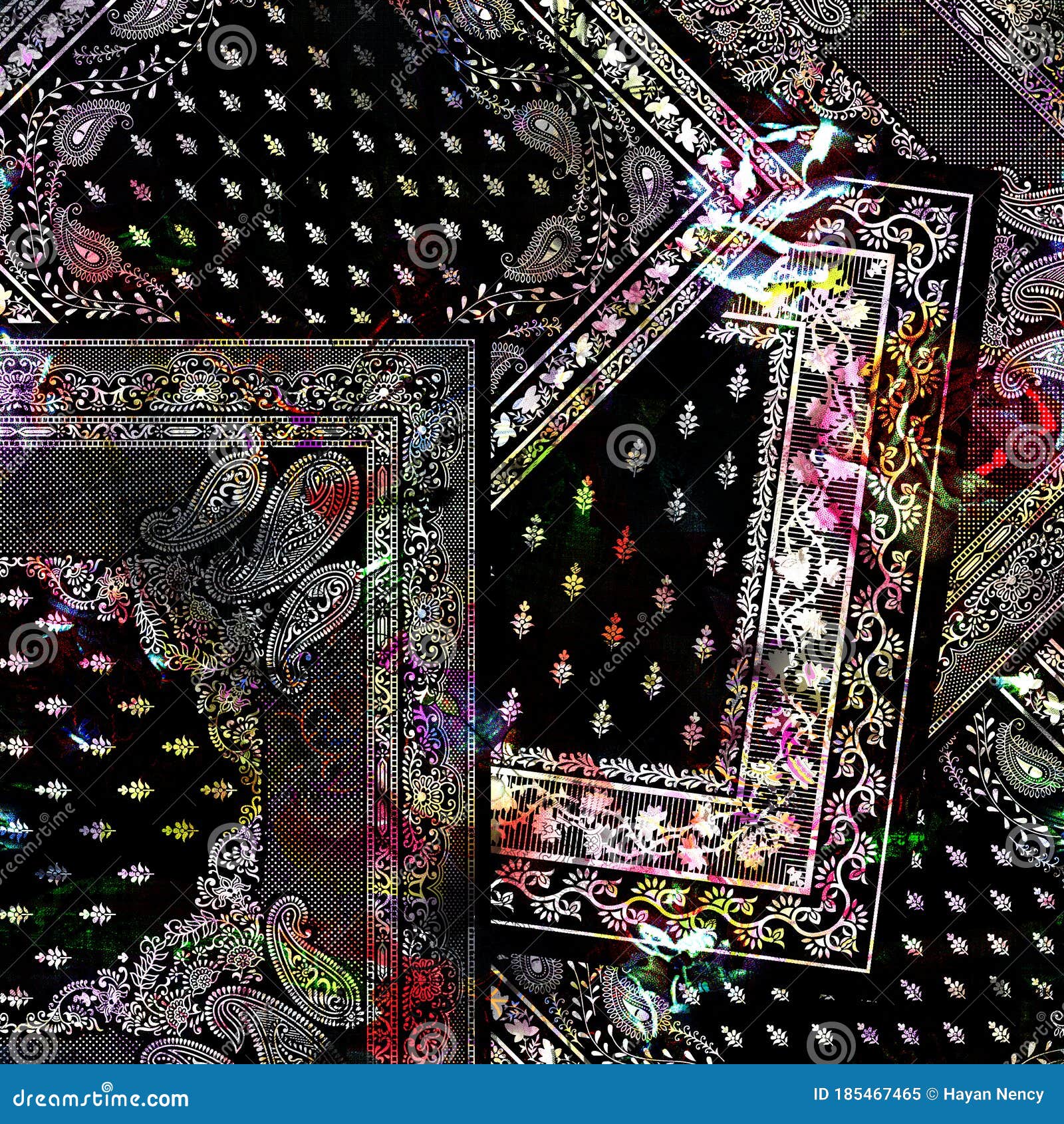 Abstract Watercolor Digital Patchwork Pattern on Background Stock Image ...