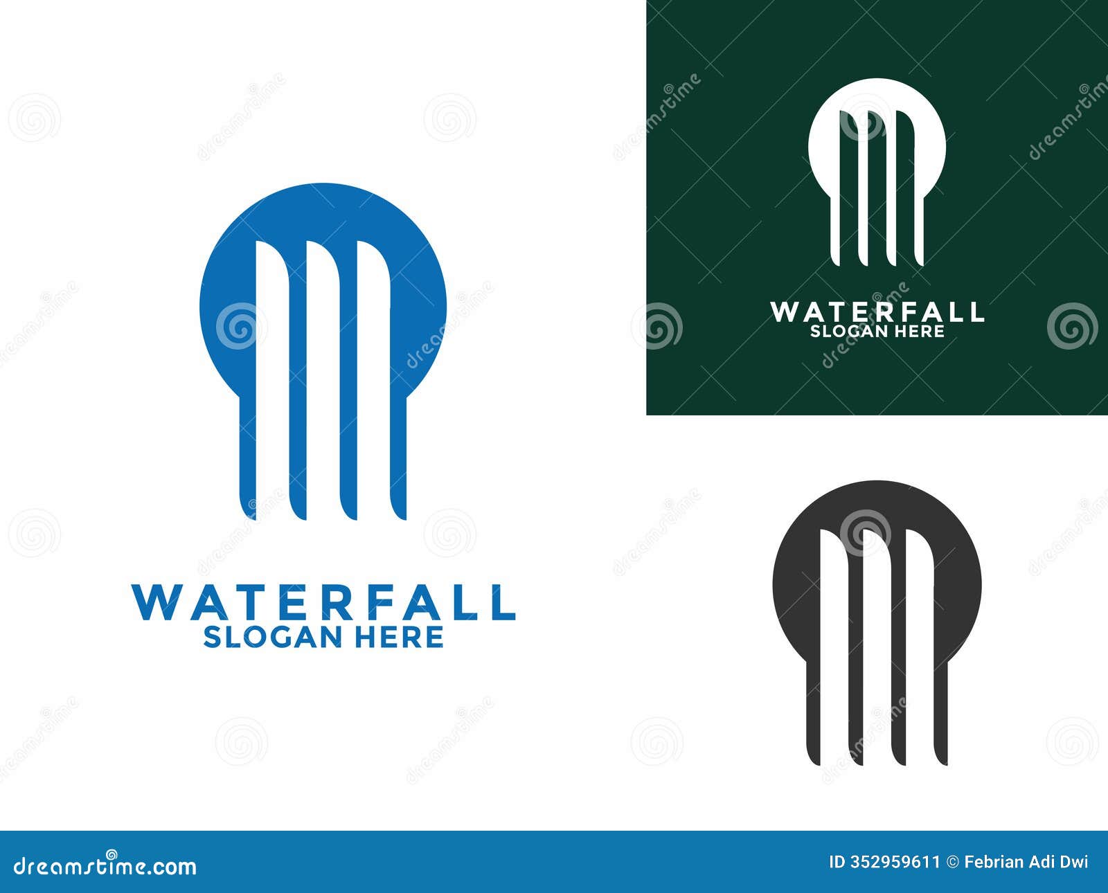 Abstract Waterfall Logo with Circle. Waterfall Logo Illustration ...