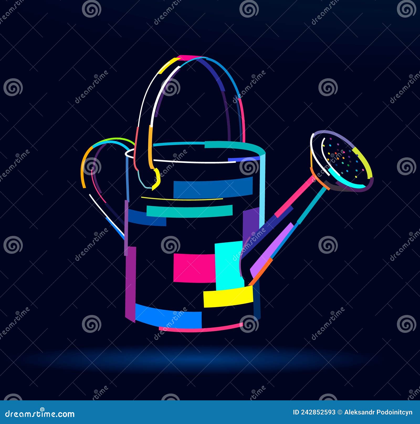 Abstract Watering Can for Watering Flowers from Multicolored Paints ...