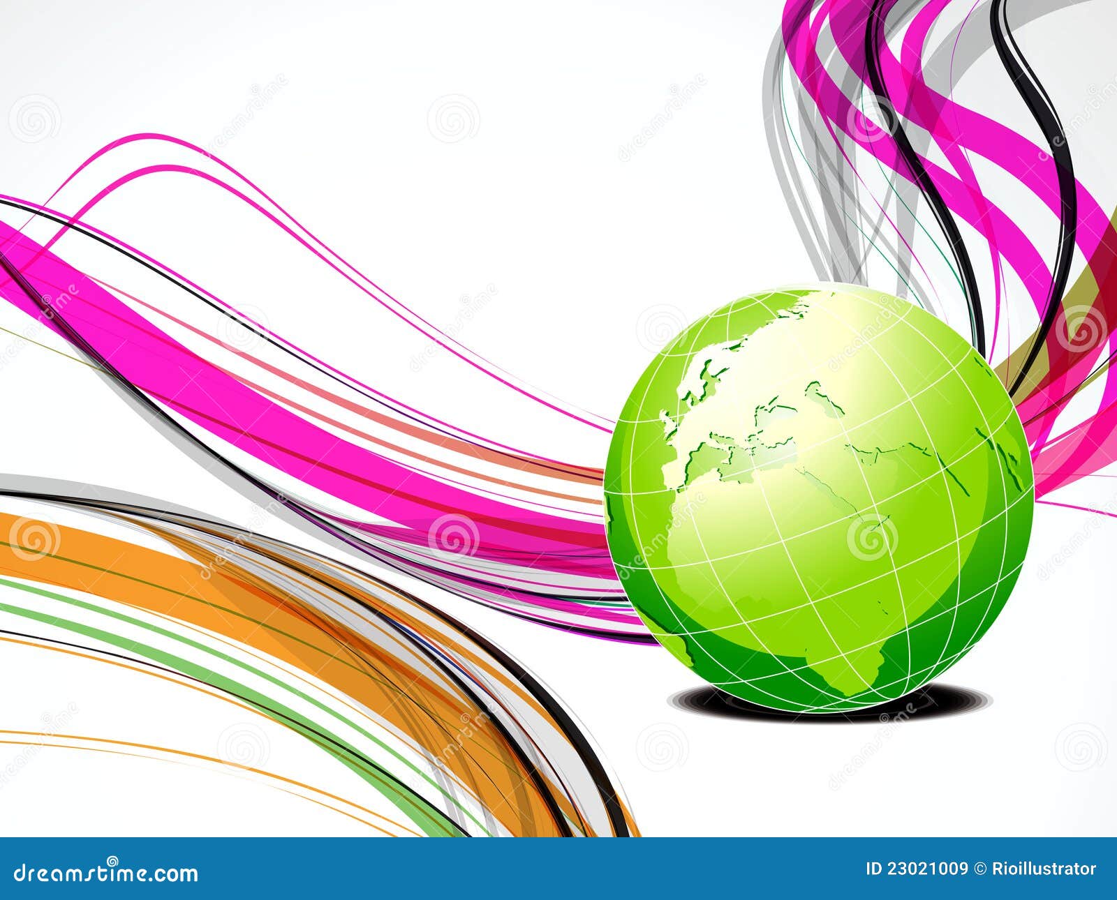 Abstract Wave Background with Globe Stock Vector - Illustration of ...