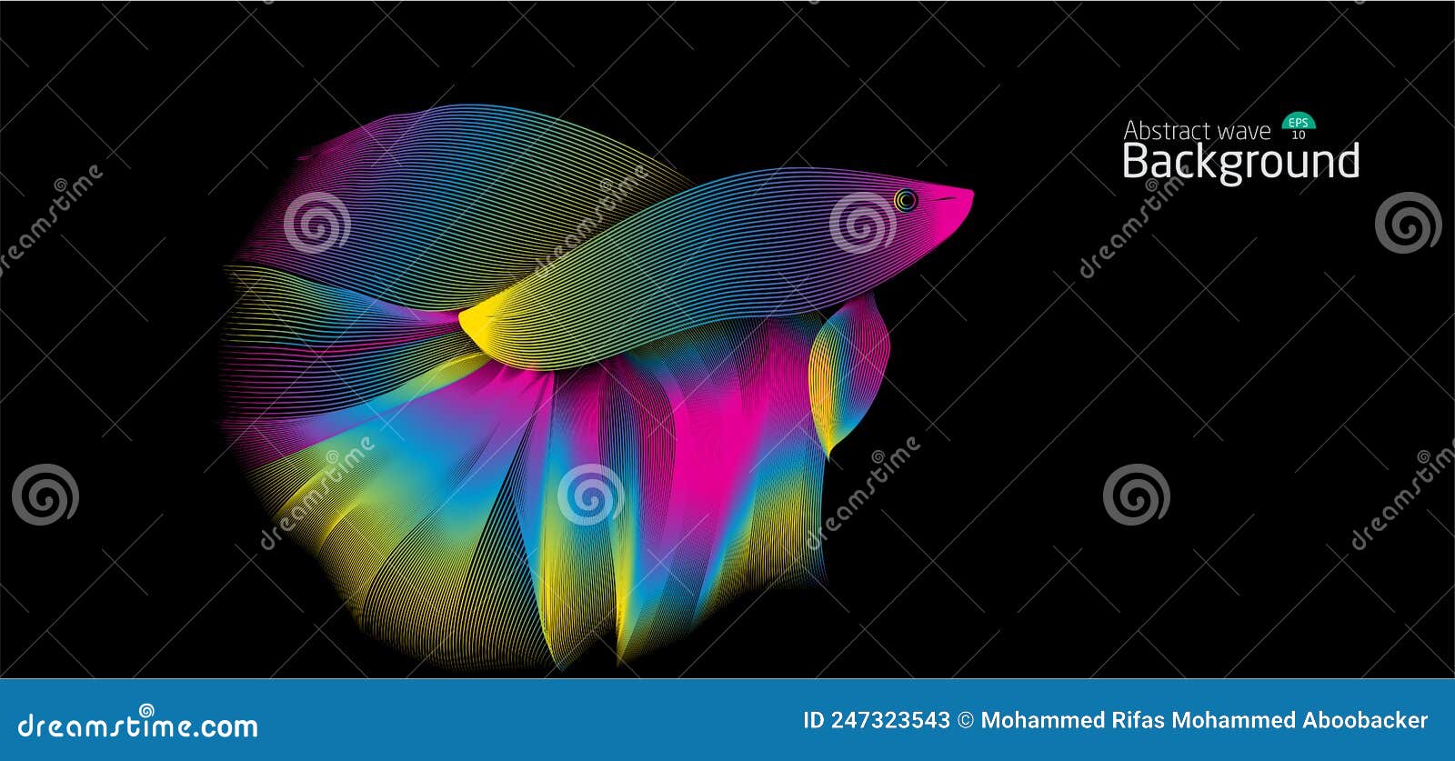 Abstract Wave Fish Background. Wave Fish Line Light Gradient Dark ...