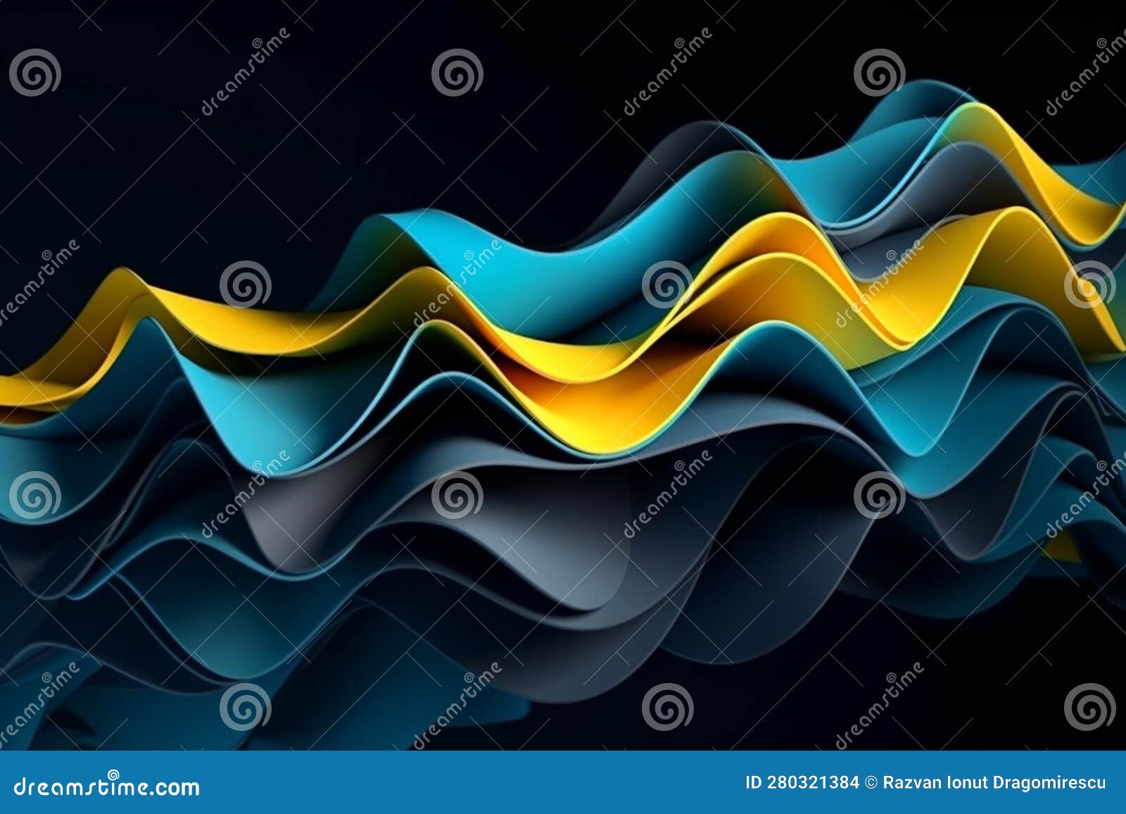 Abstract Wave Background, Radiating with Vibrant Hues of Yellow and ...