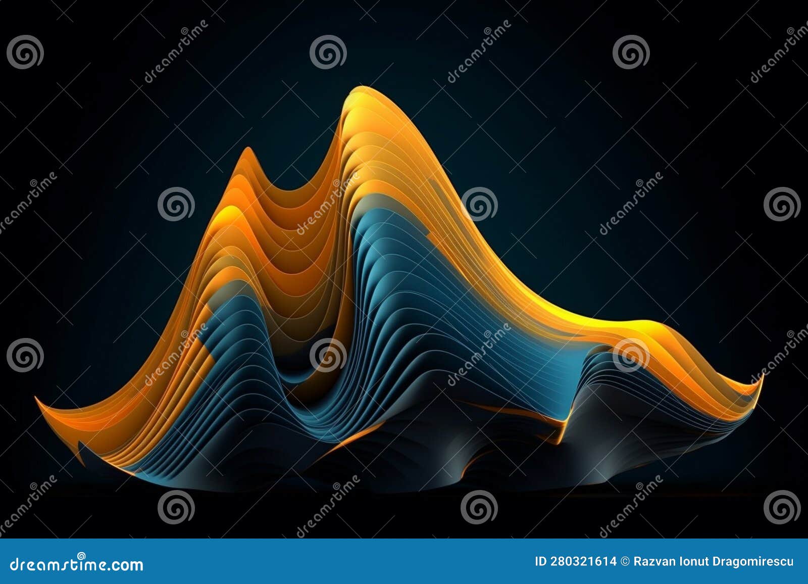 Abstract Wave Background, Radiating with Vibrant Hues of Yellow and ...