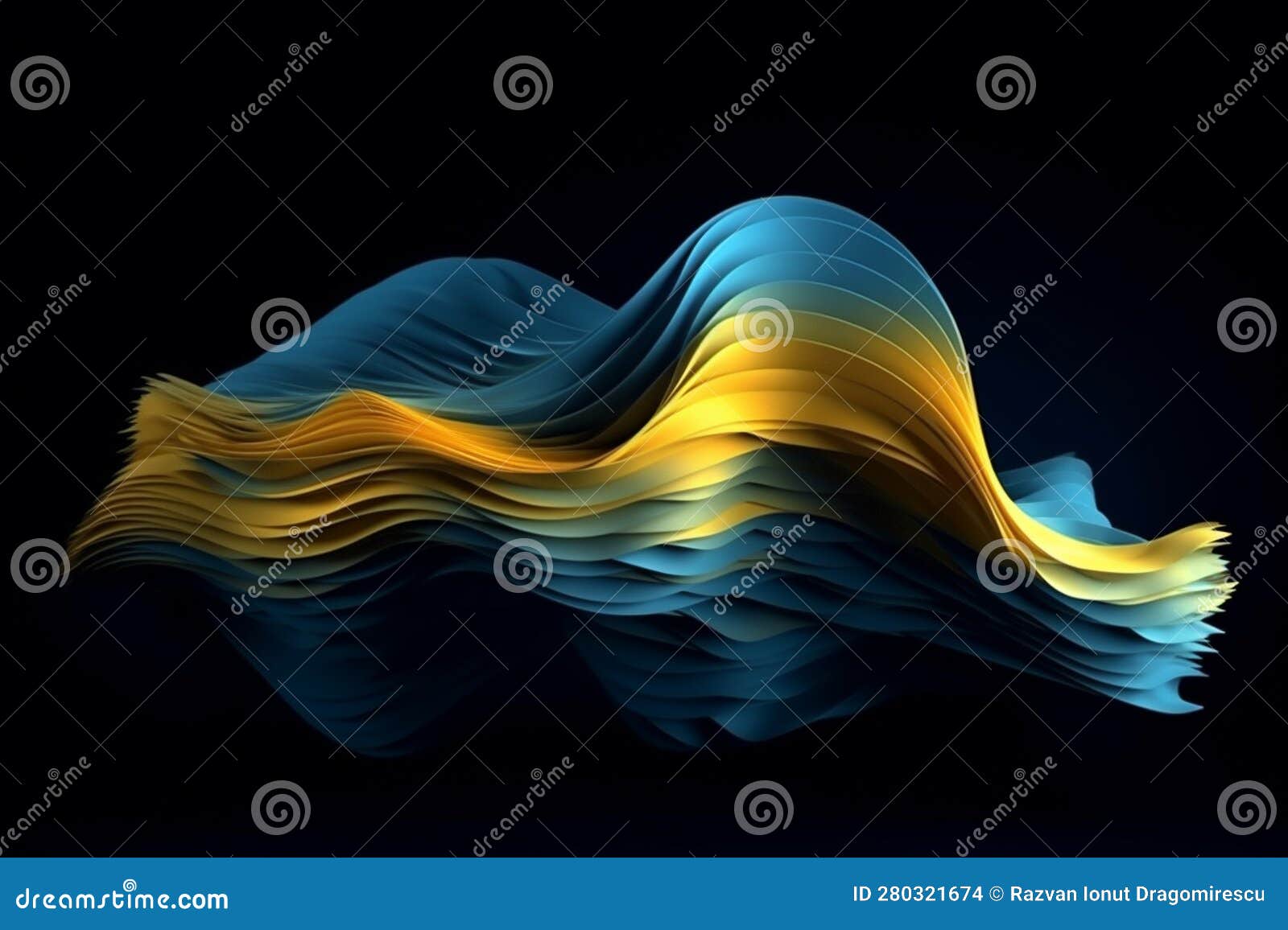 Abstract Wave Background, Radiating with Vibrant Hues of Yellow and ...