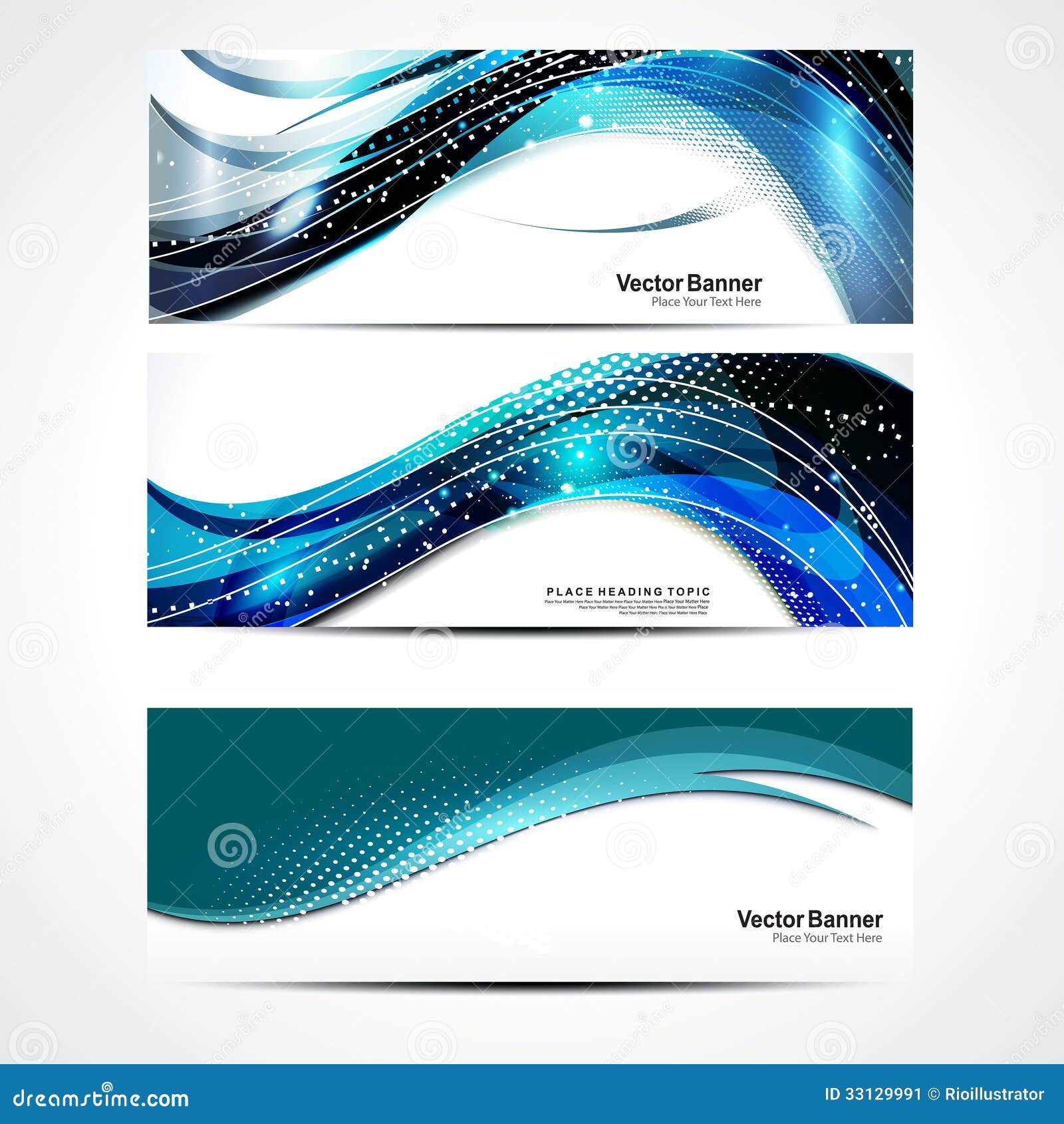 Abstract Wave Banner Set stock vector. Illustration of scroll - 33129991