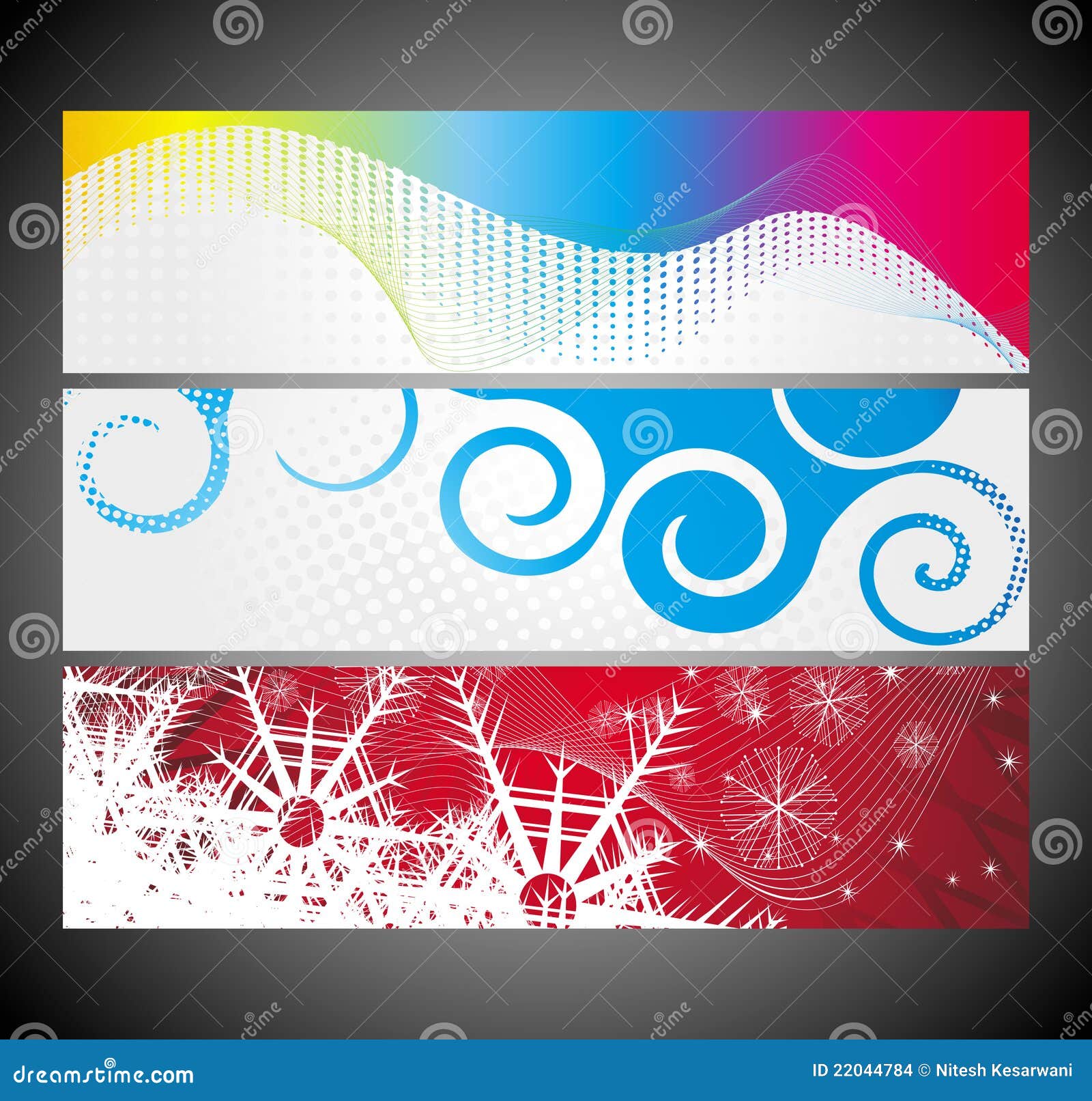 Abstract Wave Banners Multi-colored Stock Vector - Illustration of curl ...