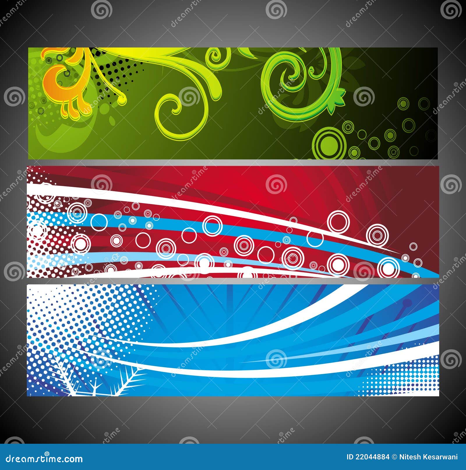 Abstract Wave Banners Multi-colored Stock Vector - Illustration of ...