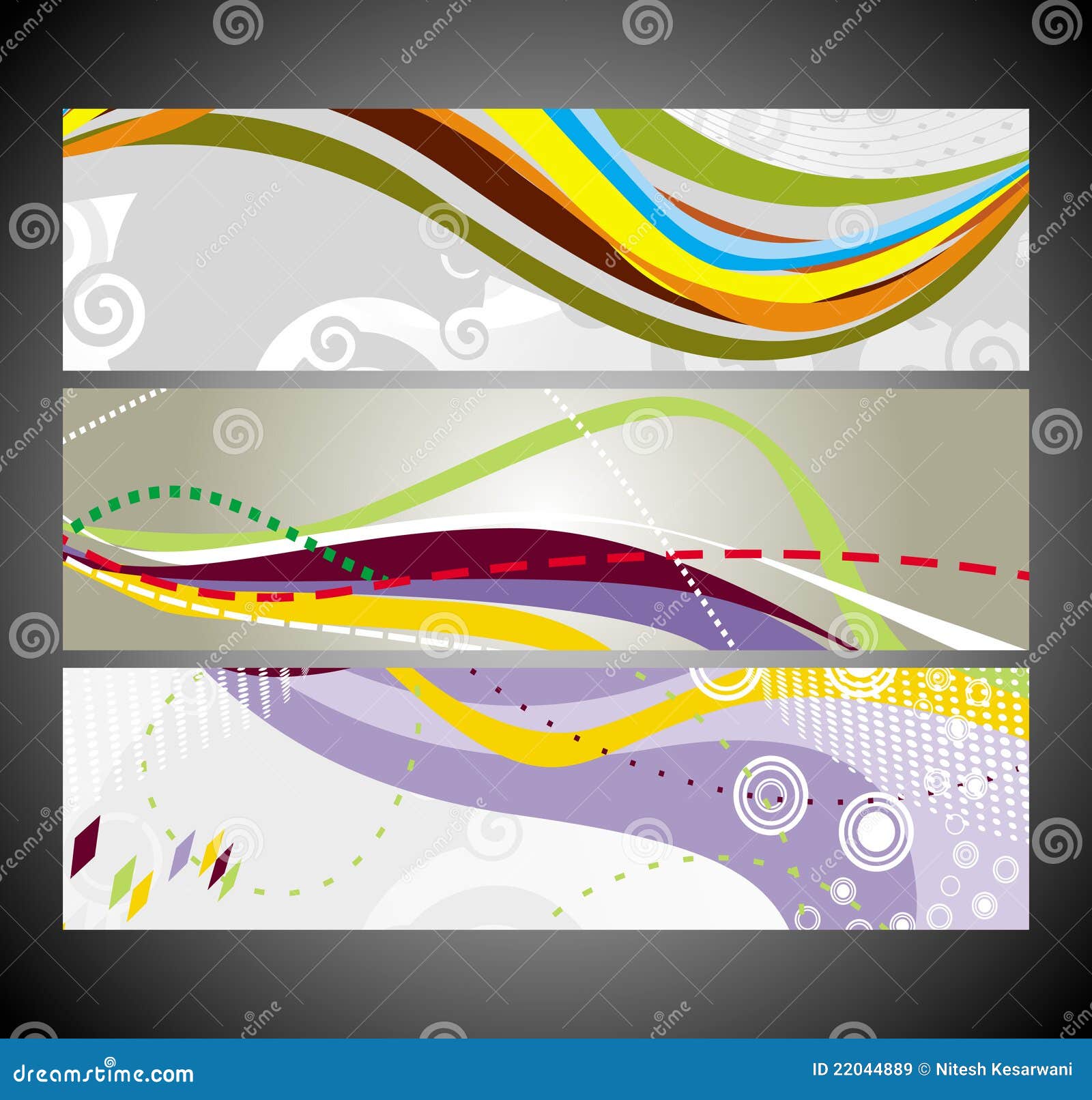 Abstract Wave Banners Multi-colored Stock Vector - Illustration of ...