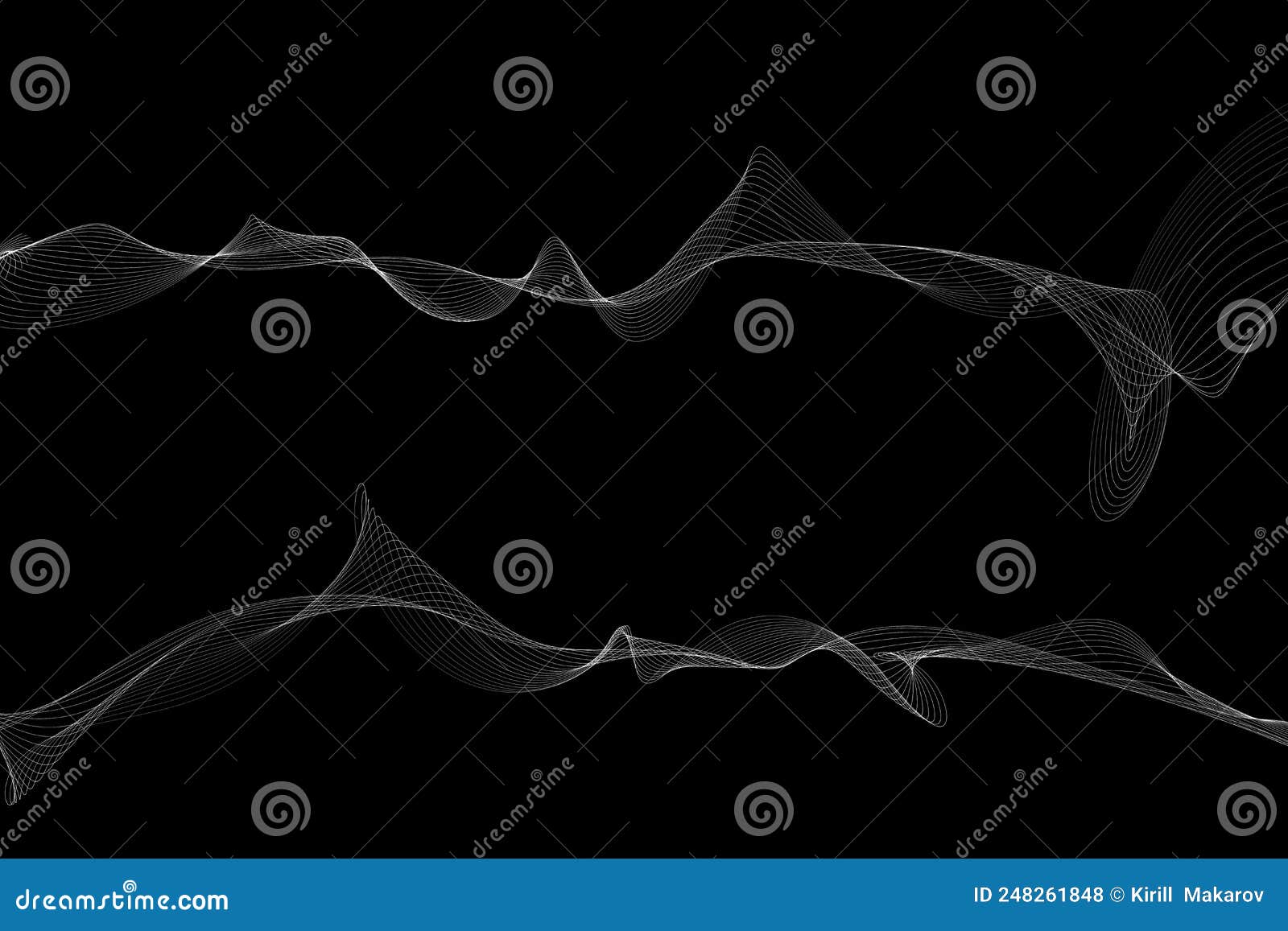 Abstract Wave on Black Background. Digital Illustration Stock ...
