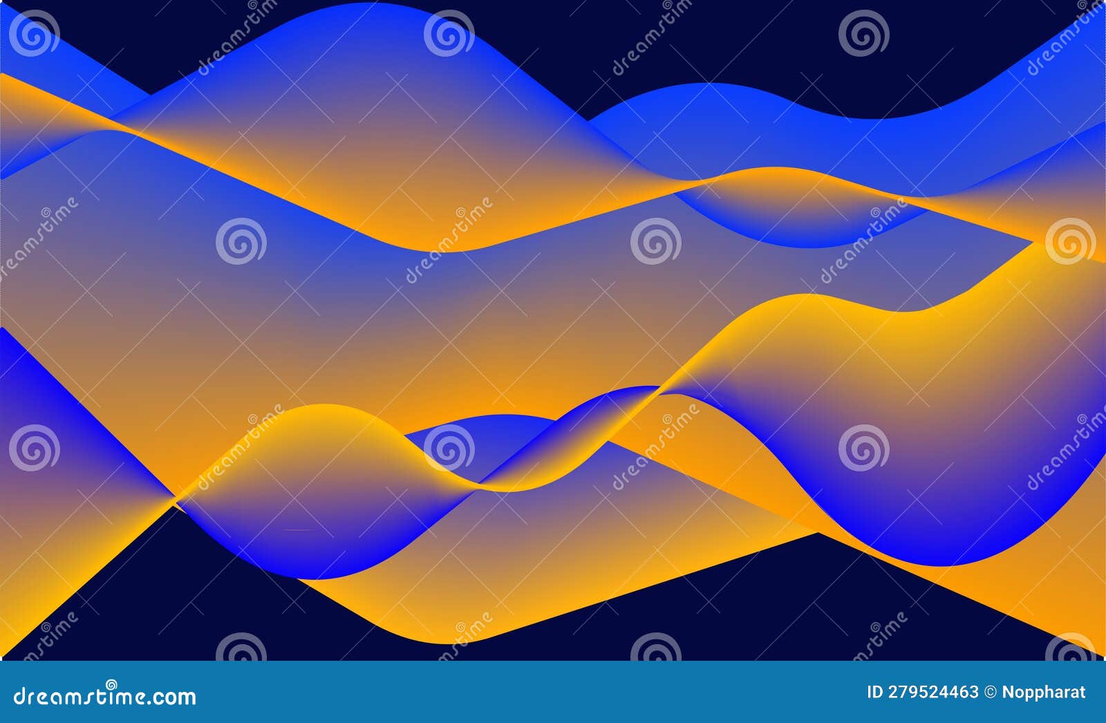 Wave Blue and Yellow Color on Deep Blue Background Stock Illustration ...
