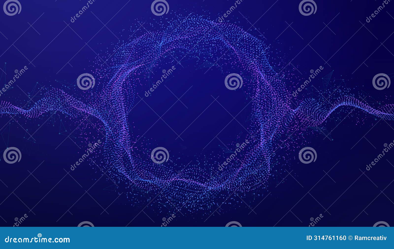 Abstract Wave Burst of Glowing Dot Particles, Neural Networks. Digital ...