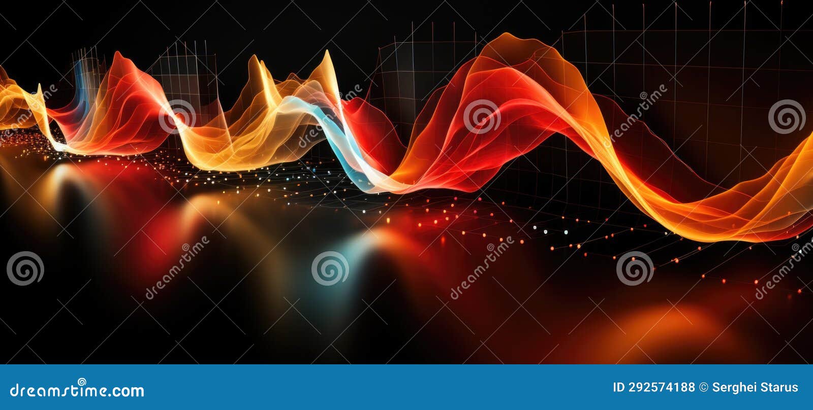Abstract Wave of Data on Black Background, AI Stock Illustration ...