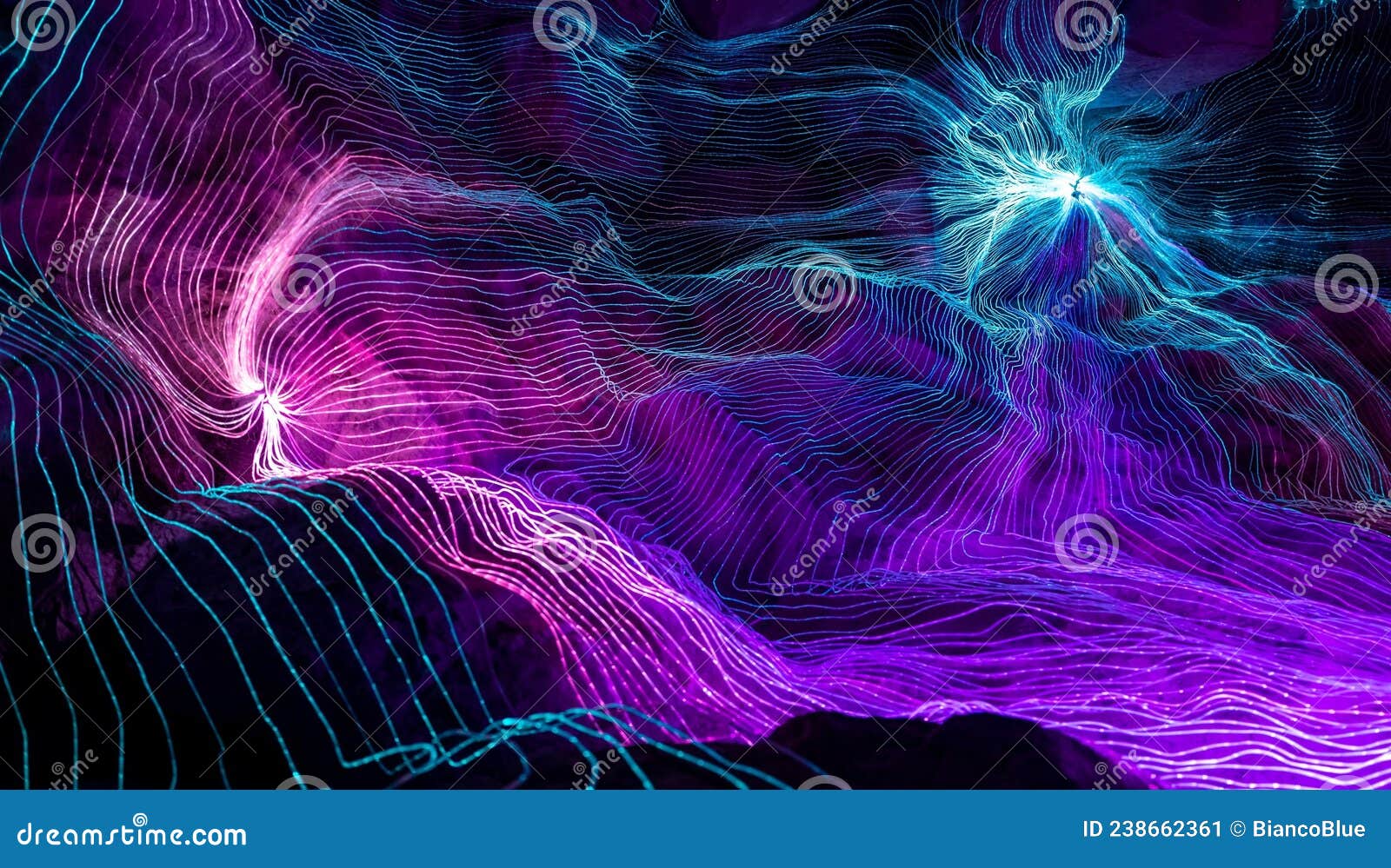 Abstract Wave of Digital Weave Lines Connecting Network Dots and Dark ...