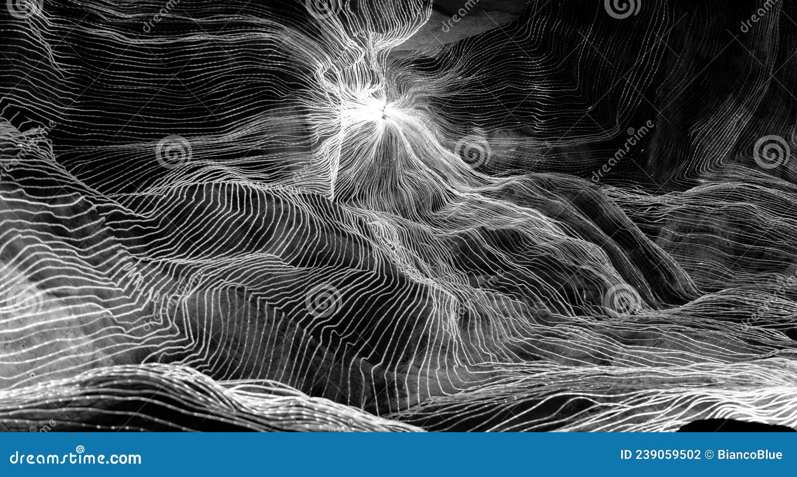 Abstract Wave of Digital Weave Lines Connecting Network Dots and Dark ...