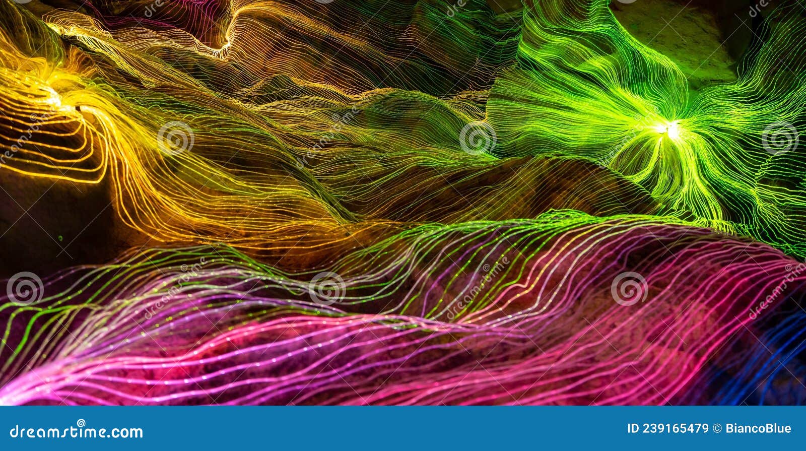 Abstract Wave of Digital Weave Lines Connecting Network Dots and Dark ...