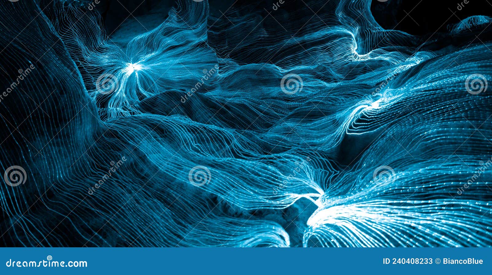 Abstract Wave of Digital Weave Lines Connecting Network Dots and Dark ...