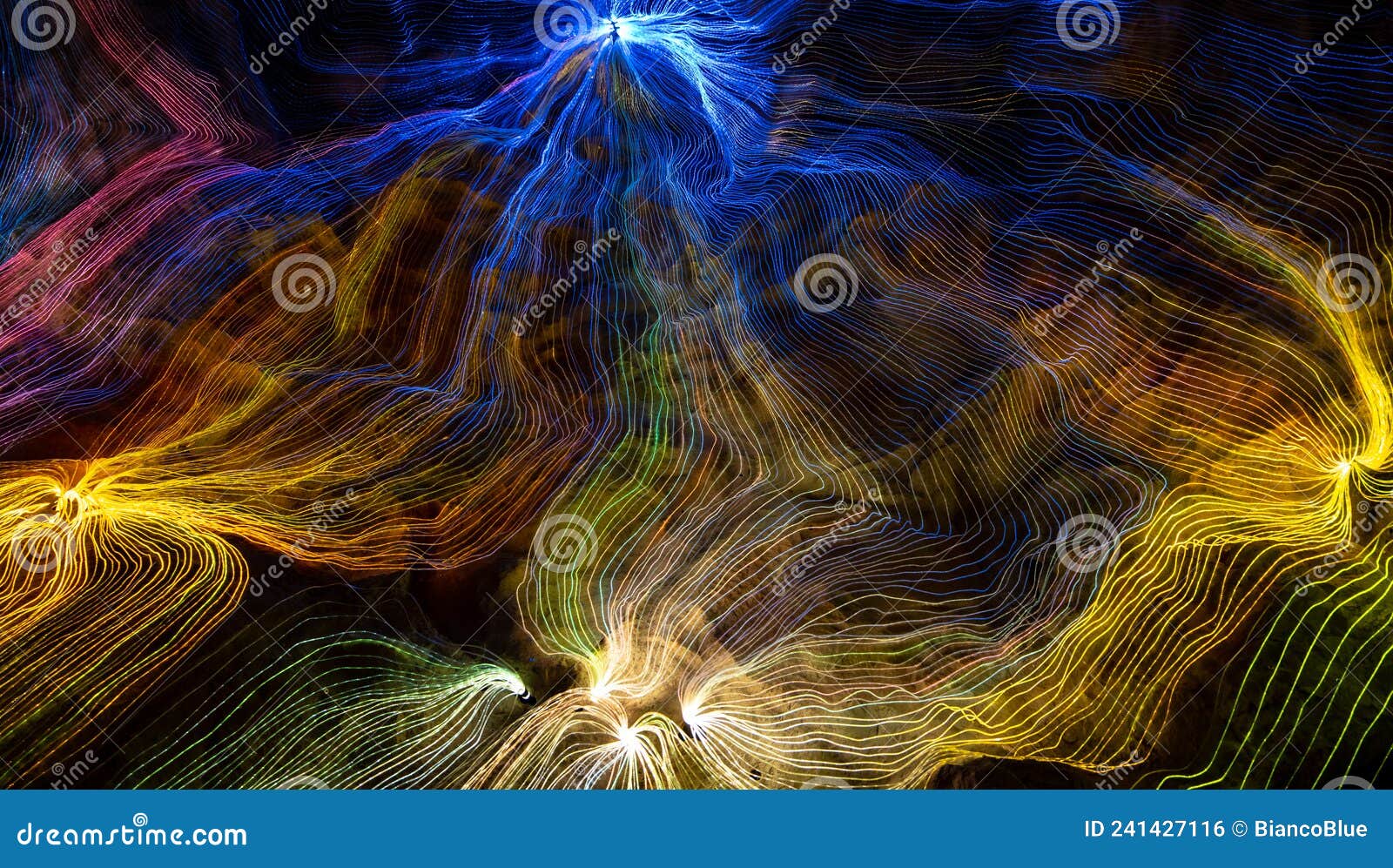 Abstract Wave of Digital Weave Lines Connecting Network Dots and Dark ...