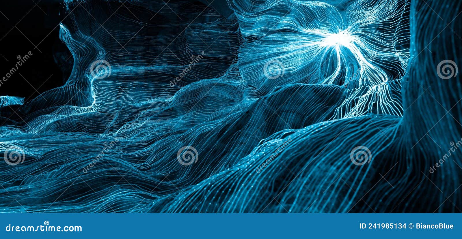 Abstract Wave of Digital Weave Lines Connecting Network Dots and Dark ...