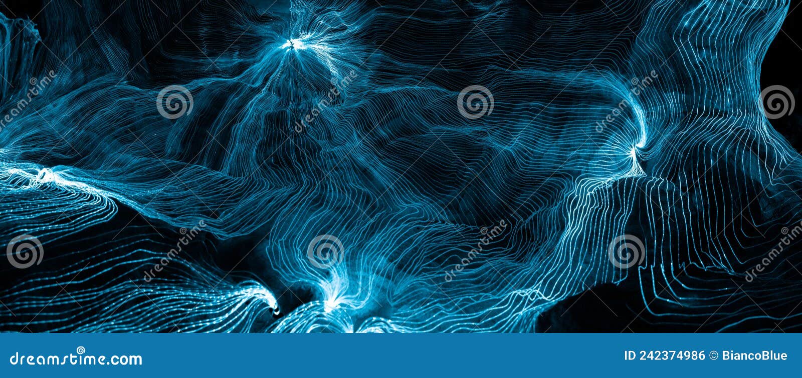 Abstract Wave of Digital Weave Lines Connecting Network Dots and Dark ...