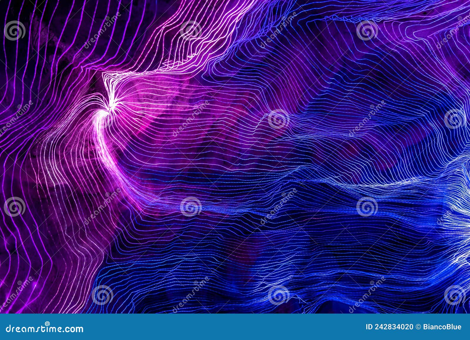 Abstract Wave of Digital Weave Lines Connecting Network Dots and Dark ...