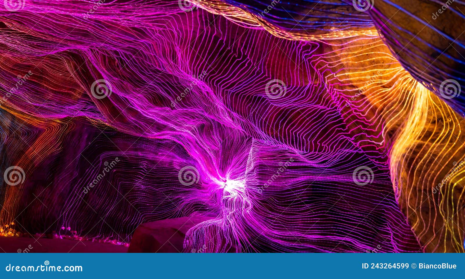 Abstract Wave of Digital Weave Lines Connecting Network Dots and Dark ...