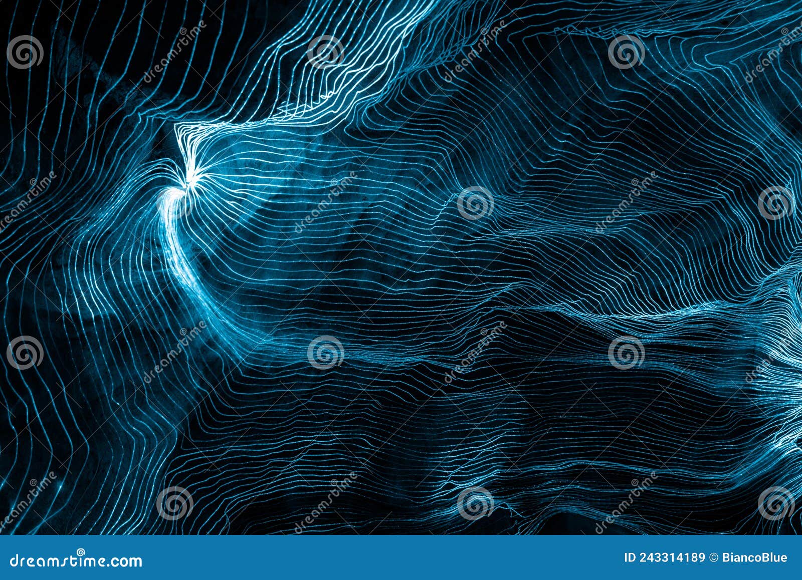 Abstract Wave of Digital Weave Lines Connecting Network Dots and Dark ...